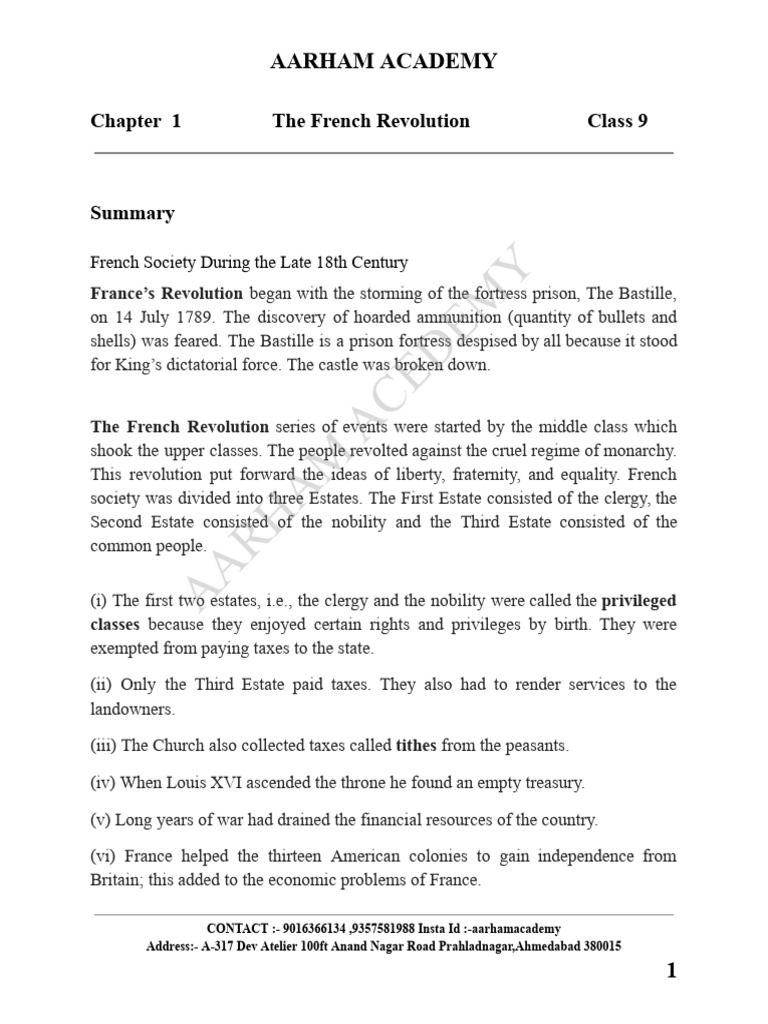 Chapter 1 The French Revolution | PDF | French Revolution | Reign Of Terror