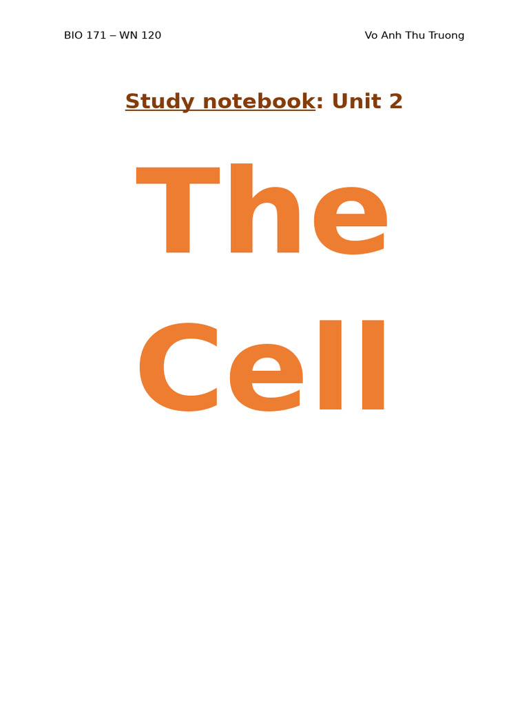 BIO 171 - Study Notbook - Unit 2 - Anh Thu | PDF | Metabolic Pathway | Metabolism