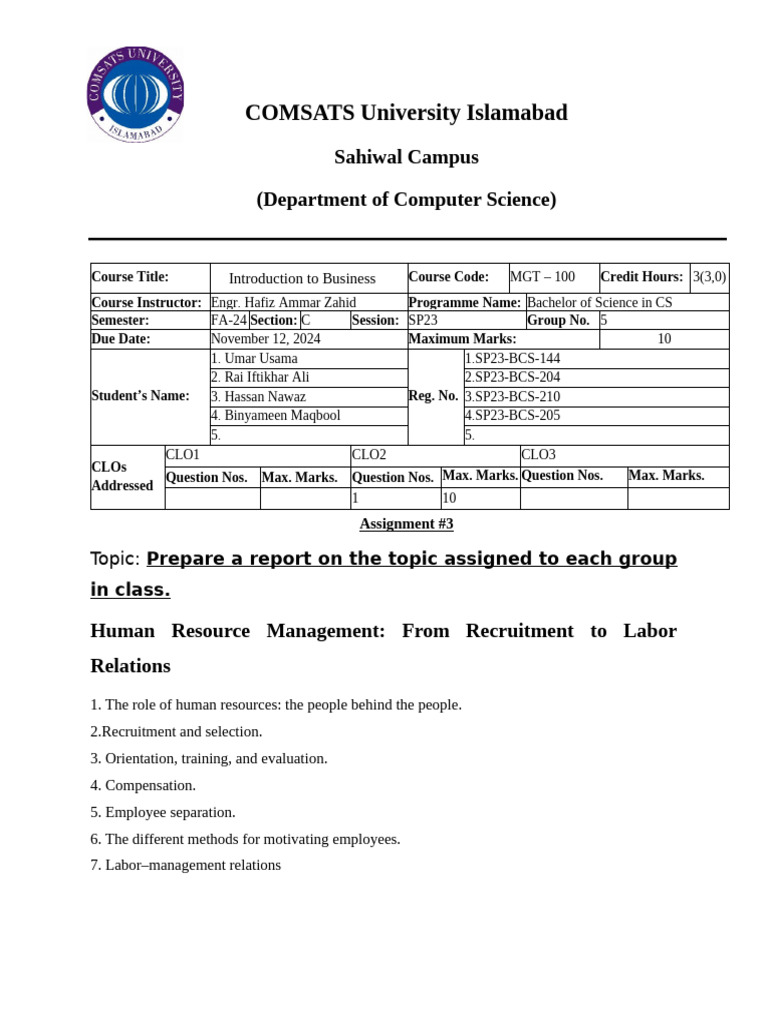 Business Assignment 3 Group 5 | PDF | Human Resource Management | Layoff