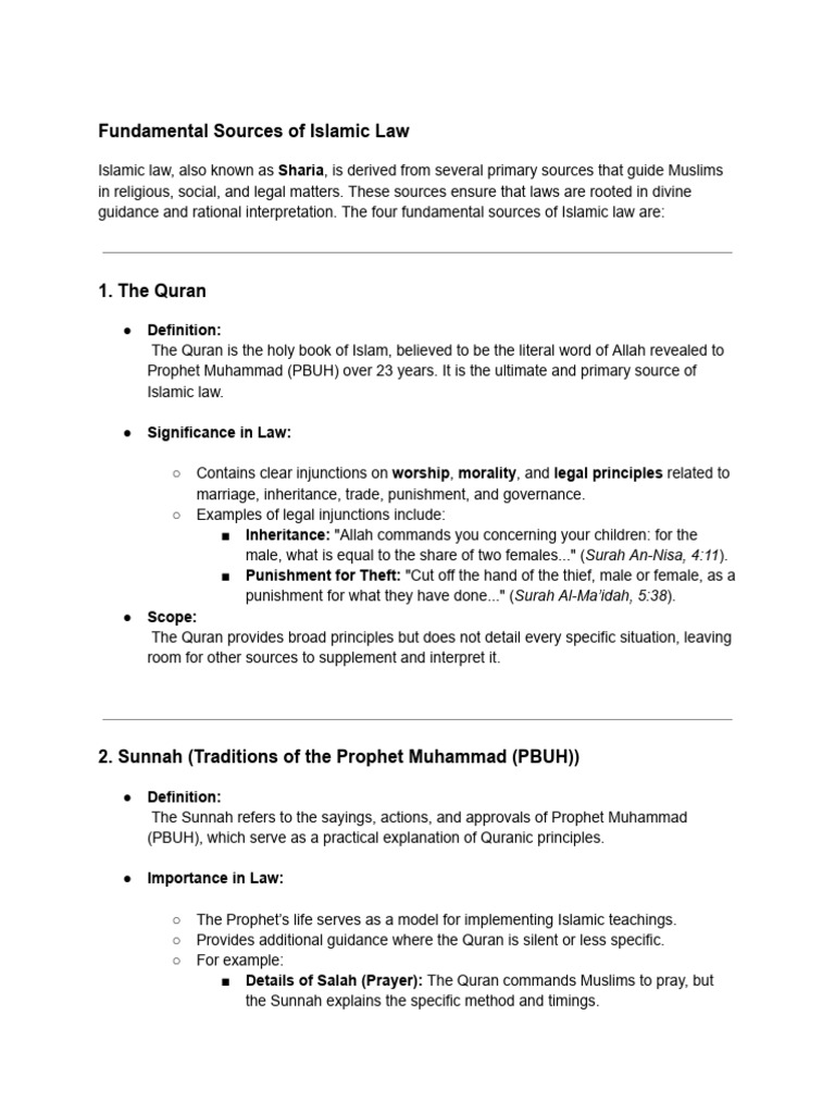 Four Sources of Islamic Law Explained | PDF | Sharia | Quran