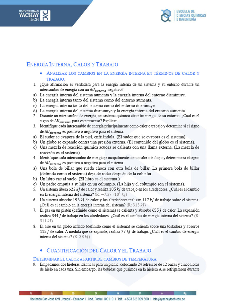 Guia de Ejercicios UC6 | PDF | Calor | Termodinámica