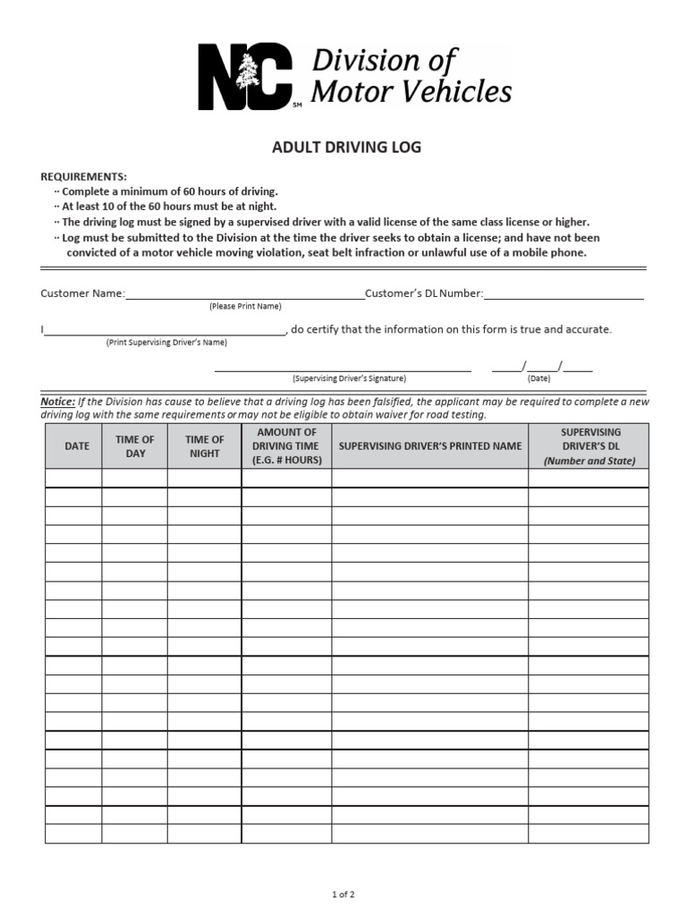adult-driving-log | PDF | Land Transport | Driving