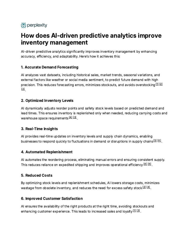 How Does AI-driven Predictive Analytics Improve in | PDF | Inventory ...