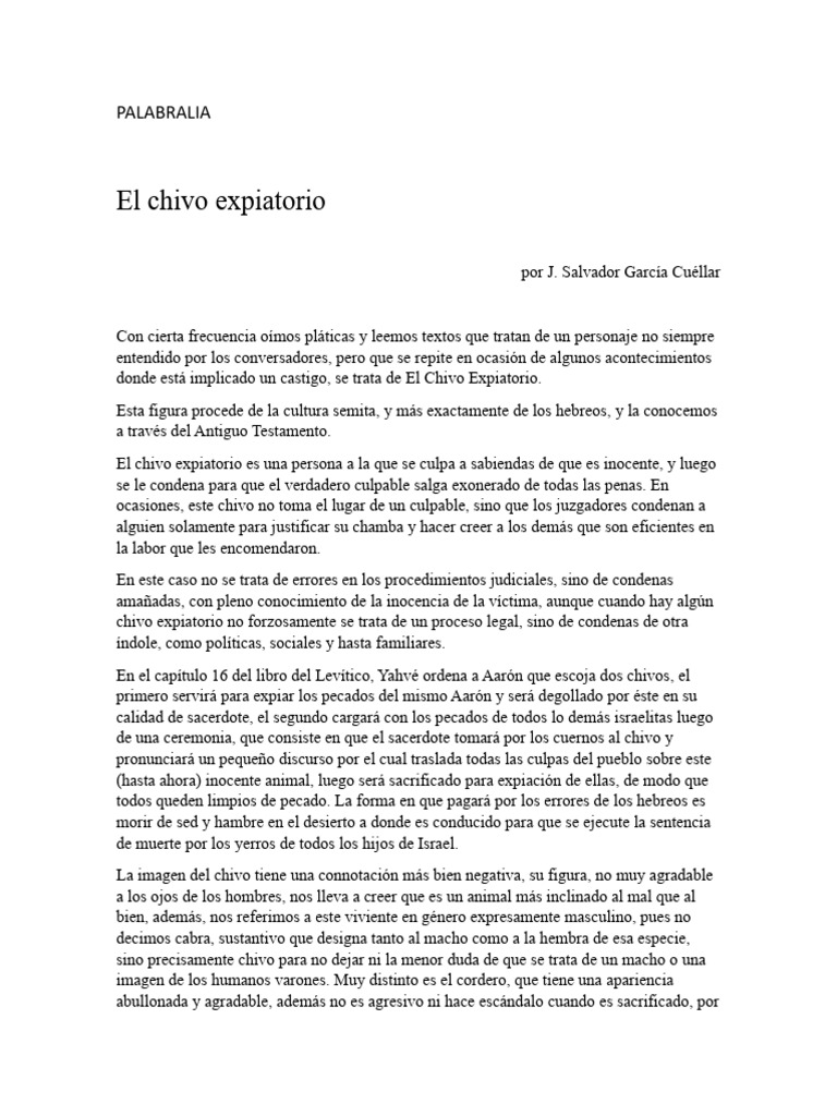El significado del chivo expiatorio | PDF | Libro de levítico
