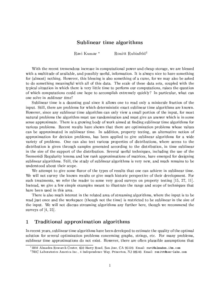 Sublinear Time Algorithm Prince Ton) | PDF | Teaching Mathematics
