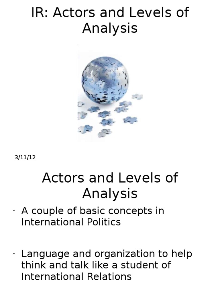 Actors and Levels of Analysis - IR | PDF | Nation State | International ...