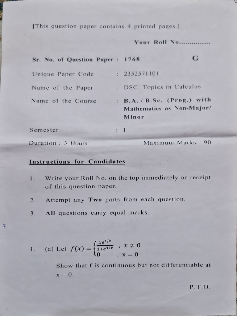 Physical Science Last Year Question Paper 1st Sem | PDF