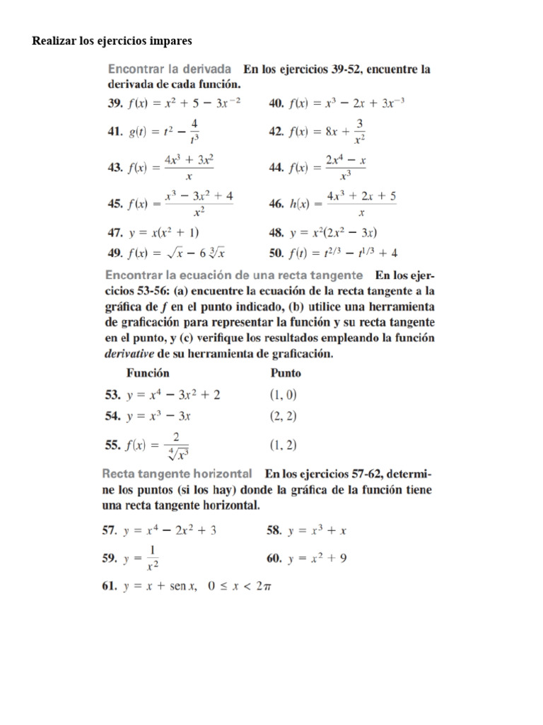 Ejercicios de Derivadas 1 | PDF