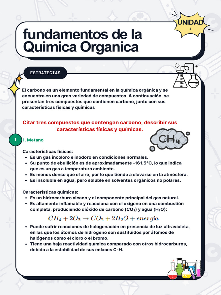 Compuestos de Carbono y sus Propiedades | PDF | Enlace químico | Alcano