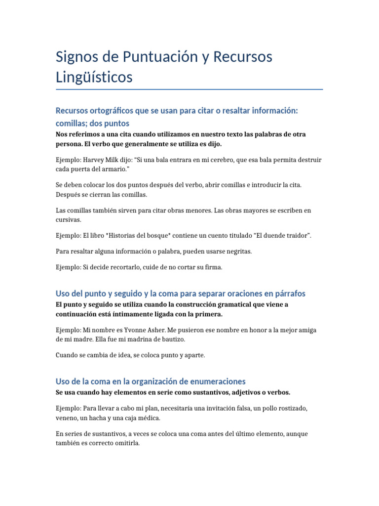 Recursos ortográficos para citas y resaltados | PDF | Puntuación | Comillas