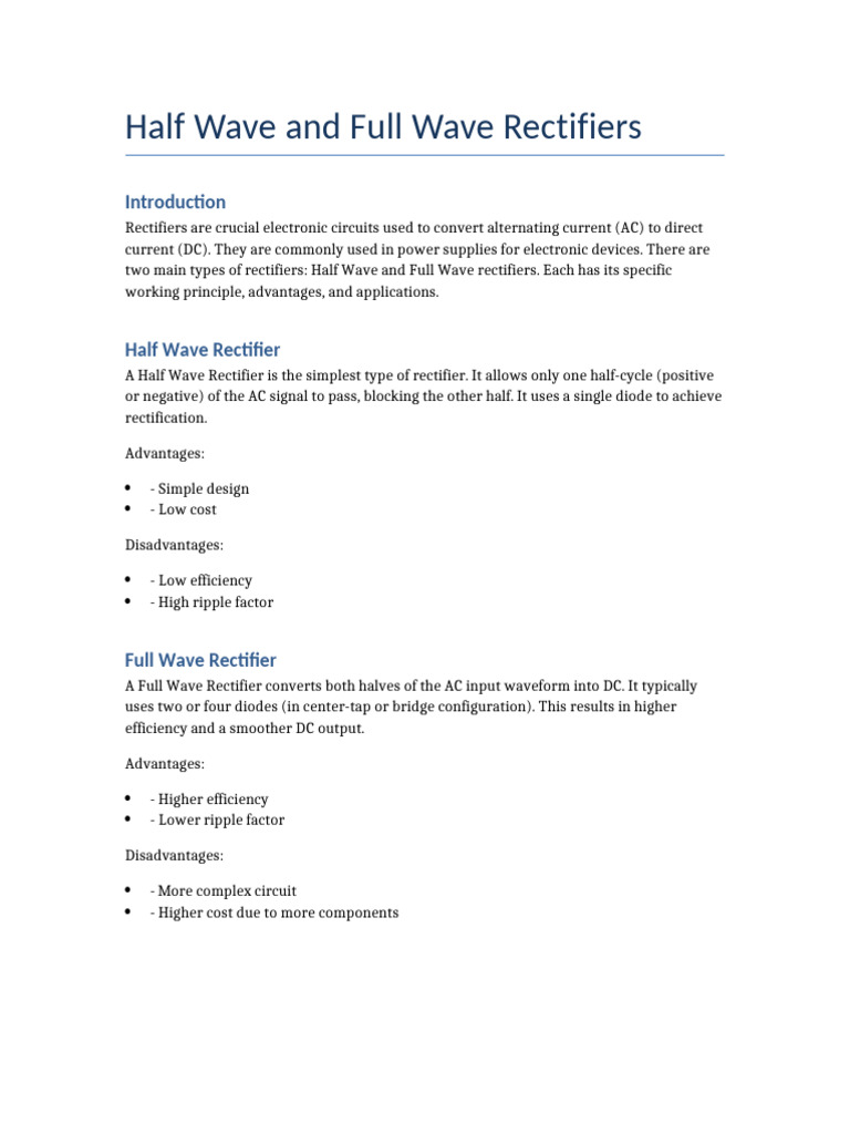 Half and Full Wave Rectifiers Report English | PDF