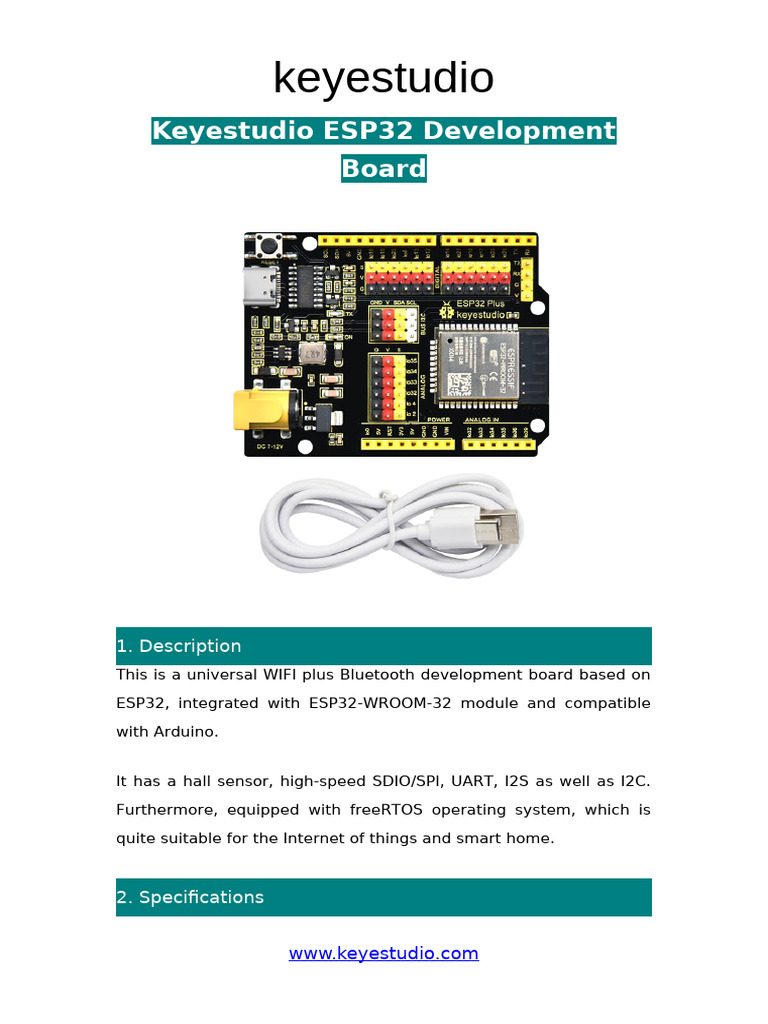KS5016 Keyestudio ESP32 Development Board | PDF | Arduino | Digital Technology