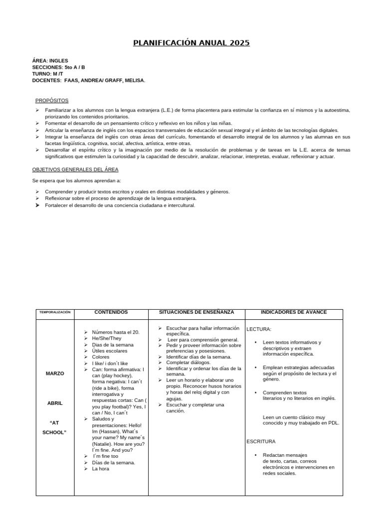 EP 78- PLANIFICACION 5TO A y B - 2025 | PDF | Evaluación | Enseñando
