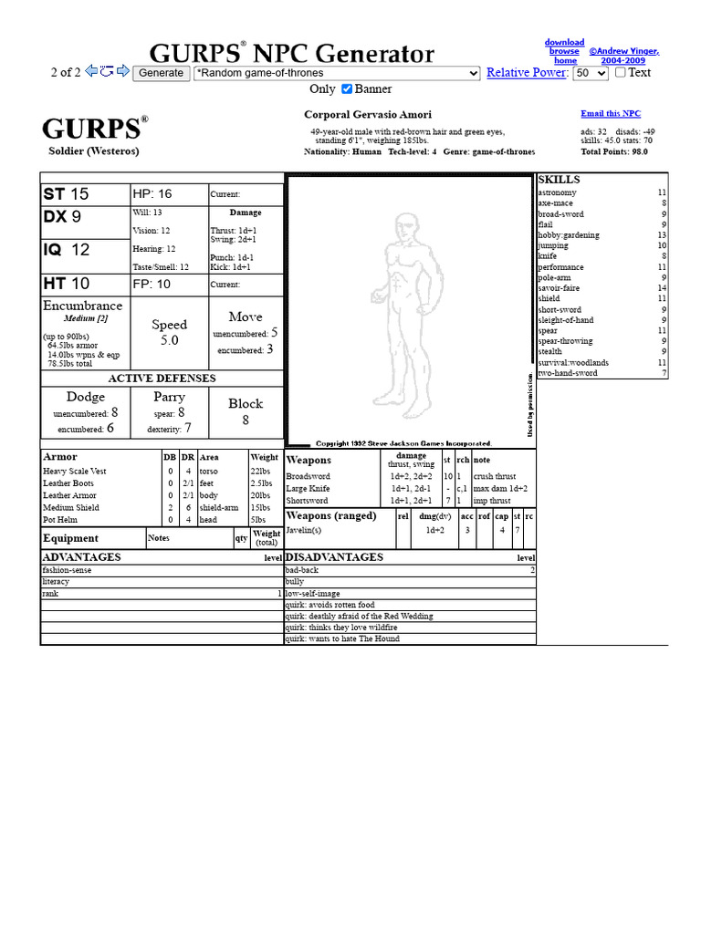 GURPS NPC Generator_ online version 1 | PDF