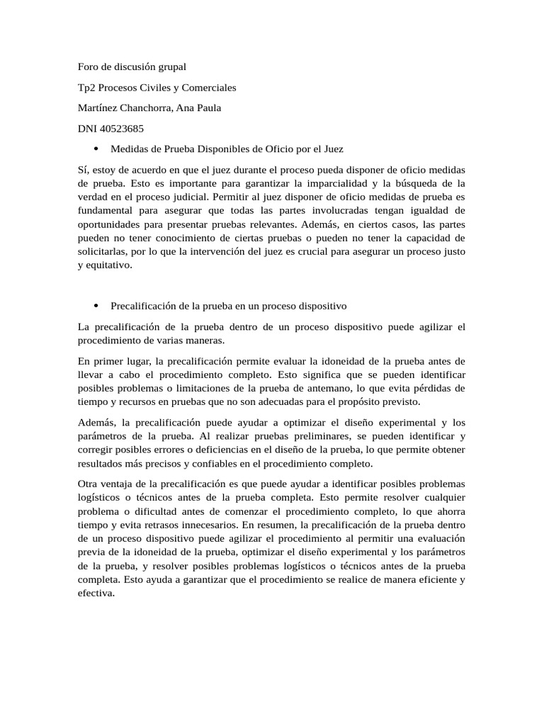 Foro de Discusión Grupal 2PCC | PDF
