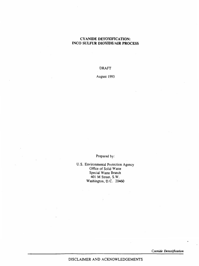INCO Cyanide Detoxification Process | PDF | Cyanide | Sulfur