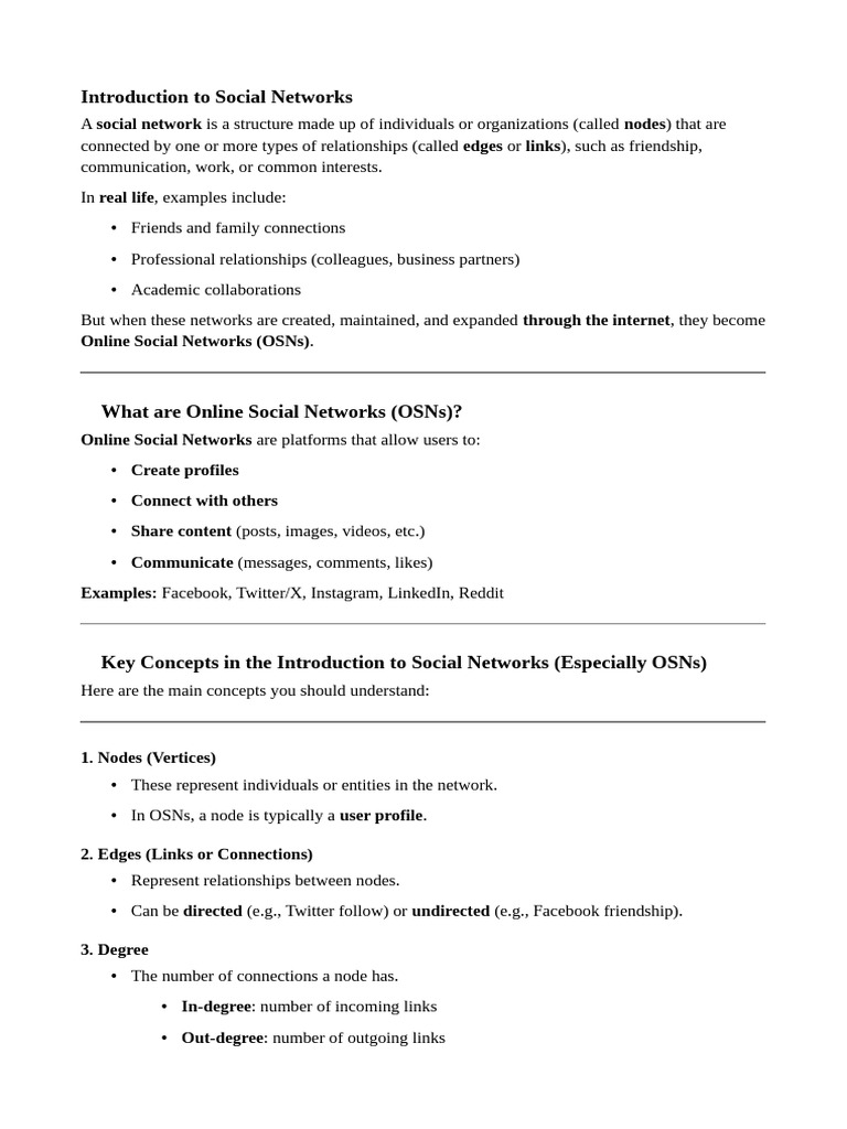 Introduction To Social Networks | PDF | Social Networking Service | Vertex (Graph Theory)