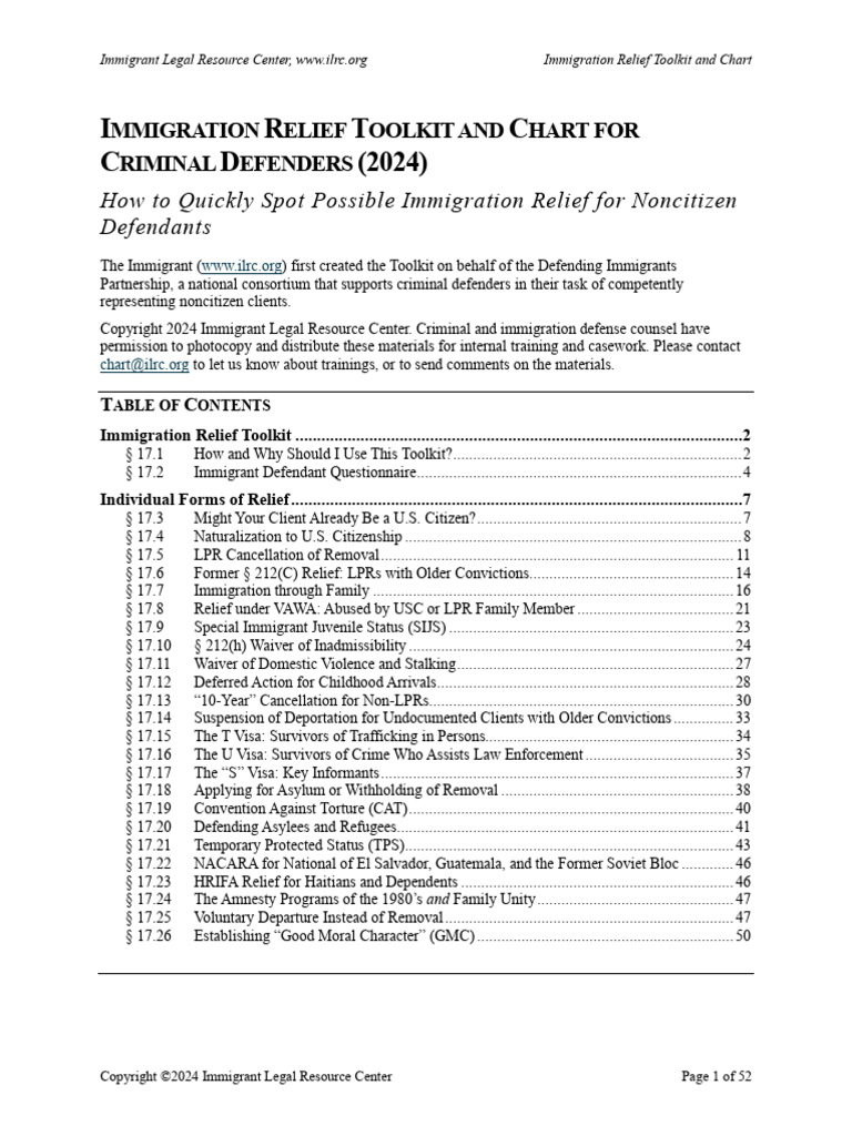 Immigration Relief Toolkit | PDF | United States Nationality Law ...