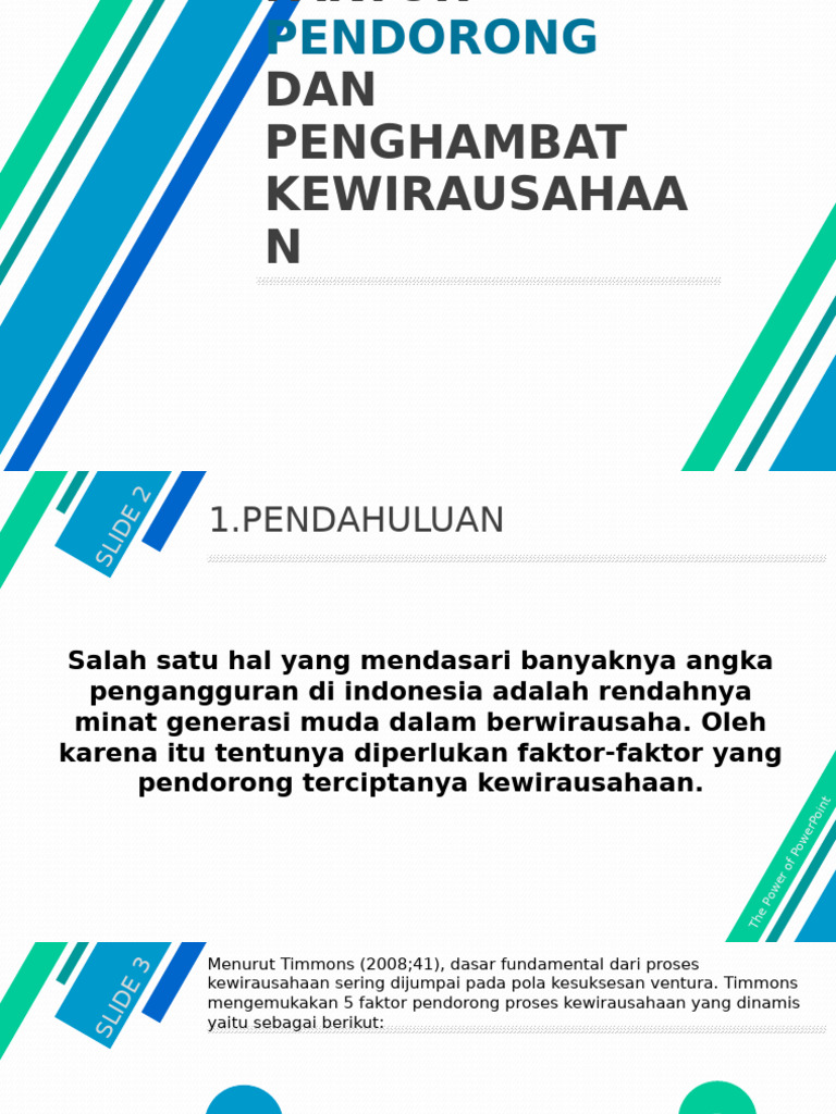 Pertemuan 3 BAB 3 faktor pendorong dan penghambat kewirausahaan mata ...