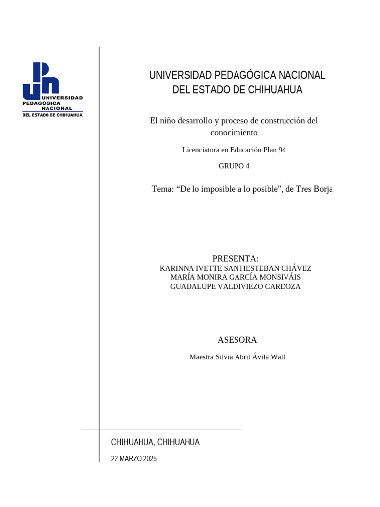 Resumen Parafraseado de Lo Imposible A Lo Posible. Tres Borjas-2 | PDF ...