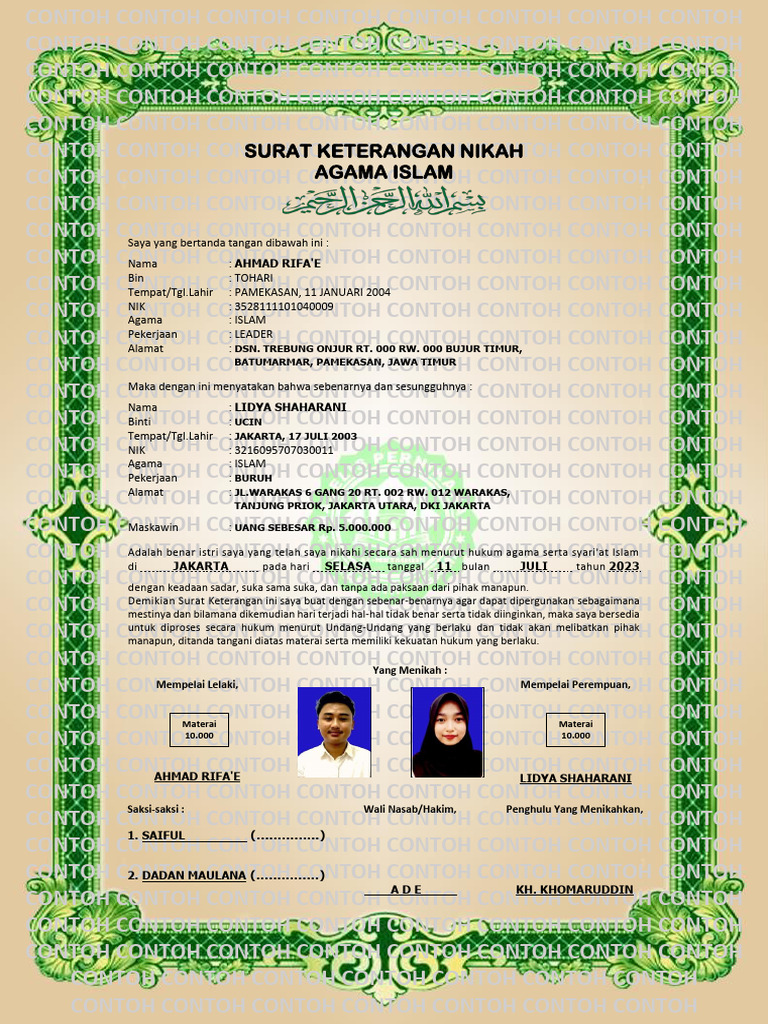 SERTIFIKAT NIKAH SIRI Ahmad | PDF