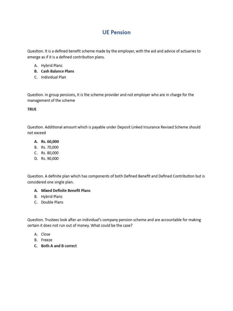 UE 2234 Pension Assessment | PDF | Pension | Defined Benefit Pension Plan