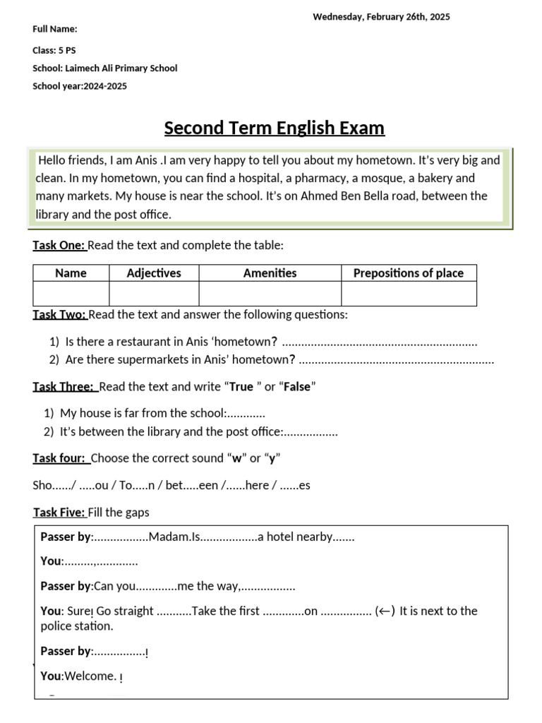 Second term exam Laimeche | PDF