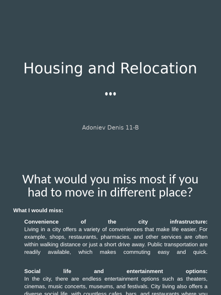 Urban Living and Relocation Insights | PDF