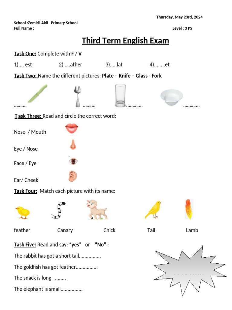 Third Term English Exam Guide | PDF