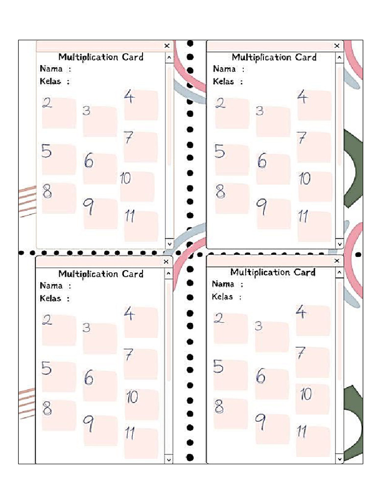Kartu Setoran Hafalan Perkalian Dan Pembagian | PDF