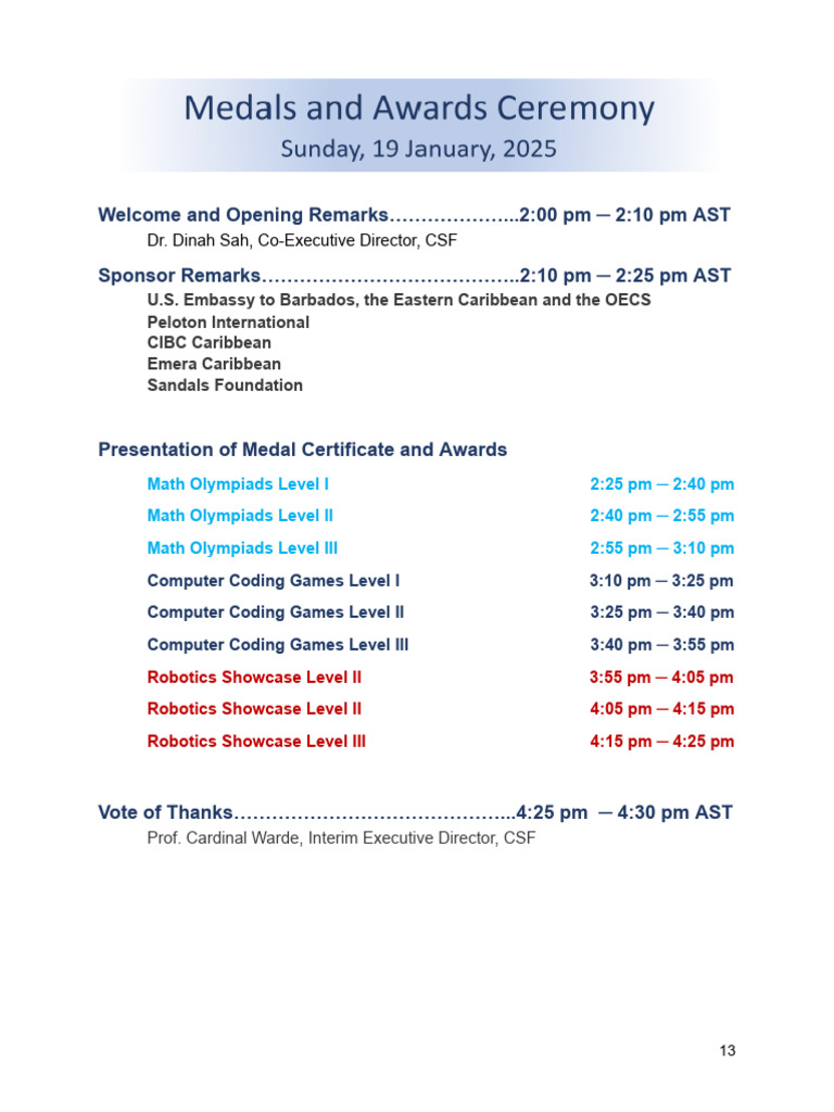 Medals and Awards Ceremony | PDF