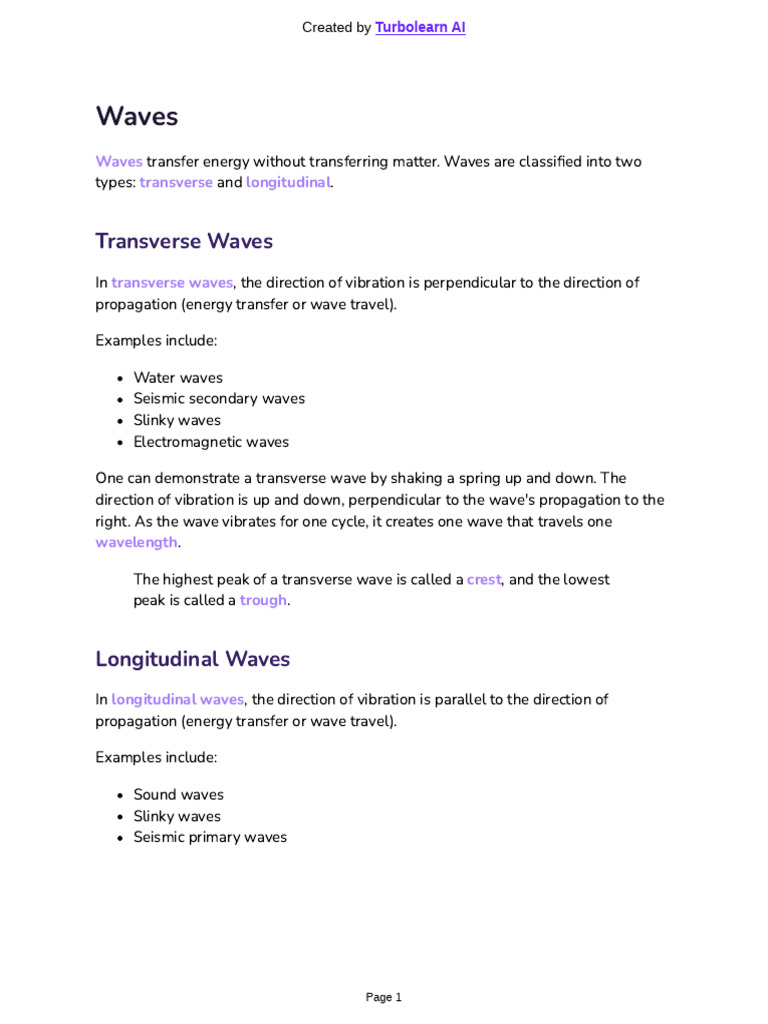 Transverse Waves | PDF | Waves | Refraction