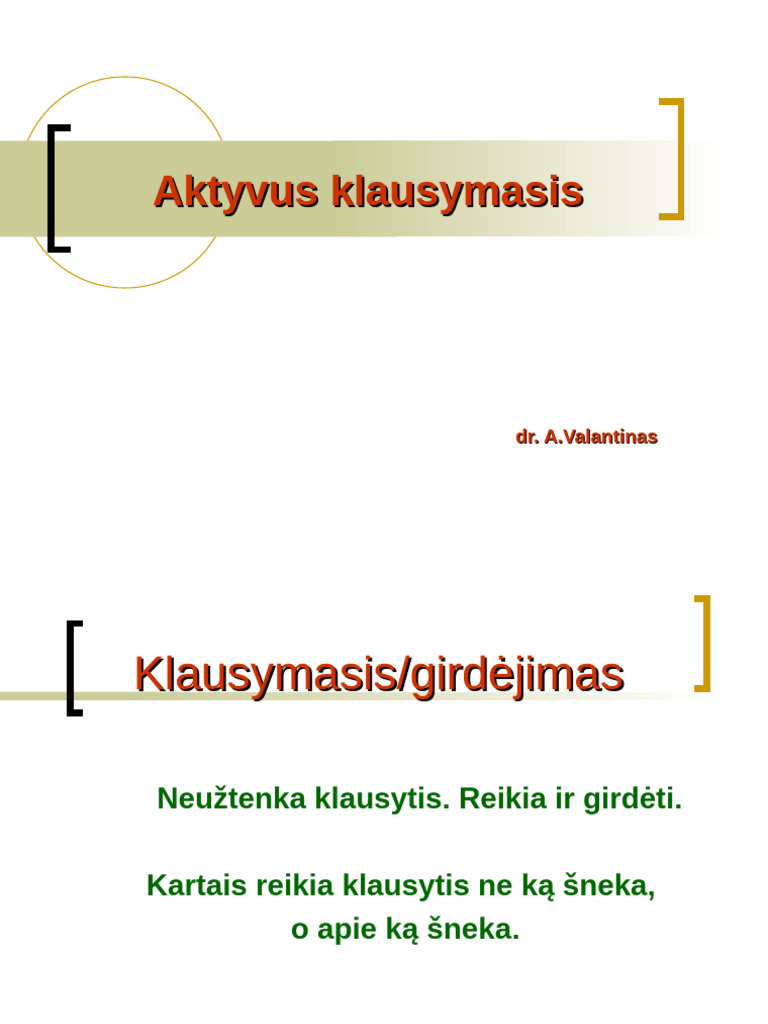 Aktyvus Klausymasis Seminaras Klaipedoje | PDF