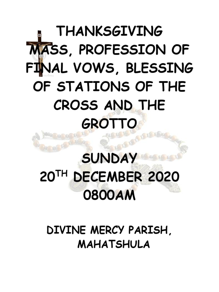 Thanksgiving Mass - 20 Dec 2020 | PDF | Christian Prayer | Mass (Liturgy)