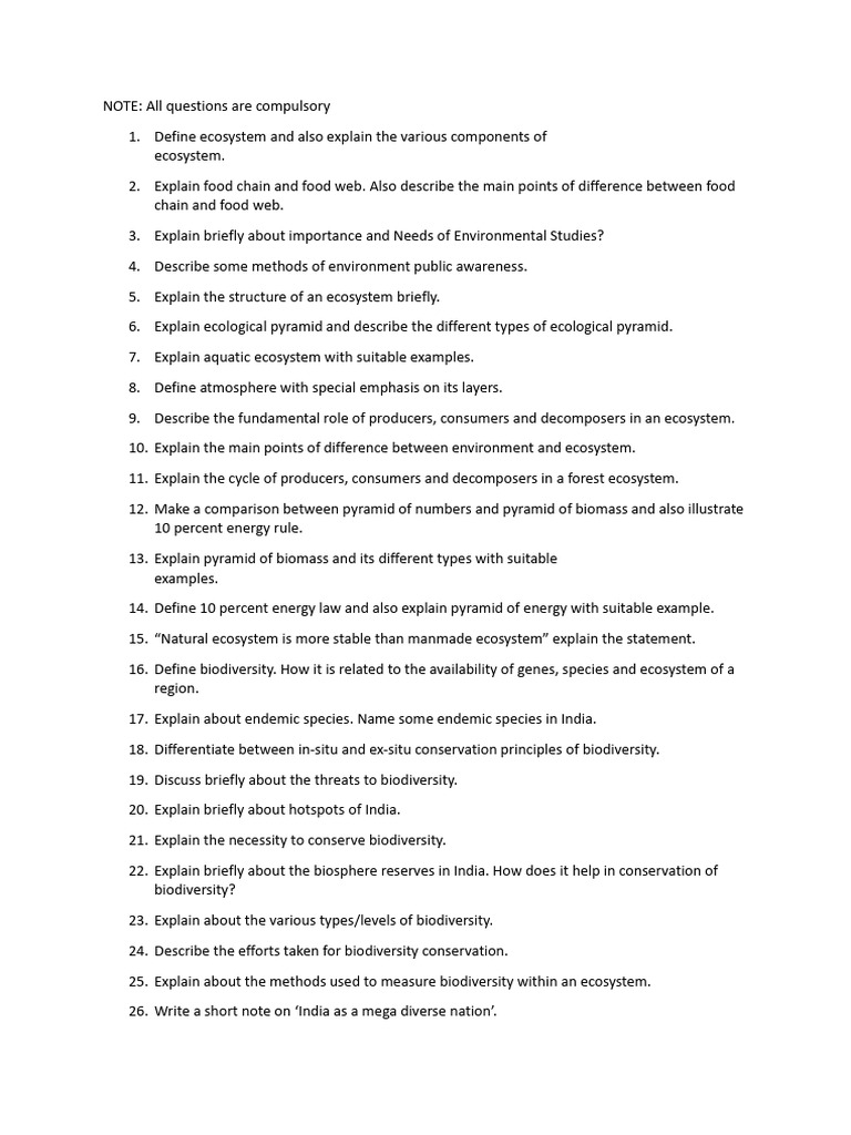 EVS Assignment: Ecosystems and Biodiversity | PDF