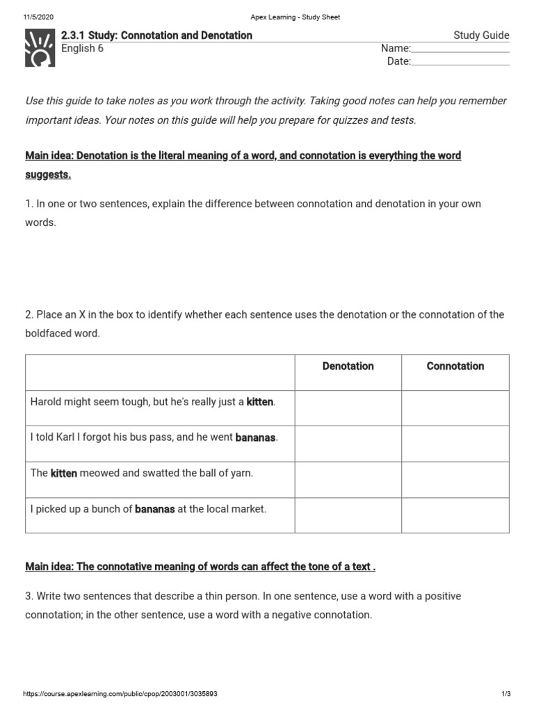 Kainoa Miyazaki - English 6 2.3.1 Study Sheet | PDF
