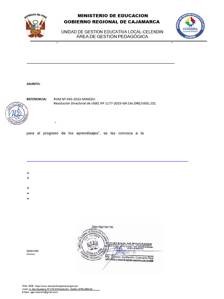 OFICIO MULT 069-2025-CONVOCATORIA ATA REFUERZO ESCOLAR | PDF | Aprendizaje