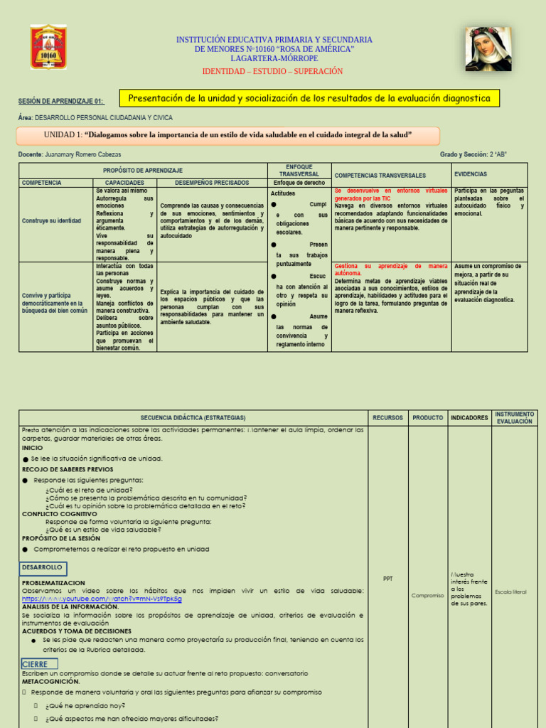 1 SESION EDA 2 SEGUNDO DPCC (1) (1) | PDF | Evaluación | Aprendizaje