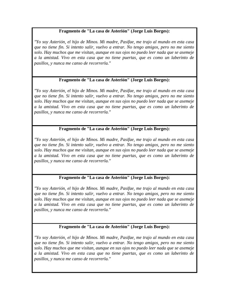 (Jorge Luis Borges) La Casa de Asterión | PDF