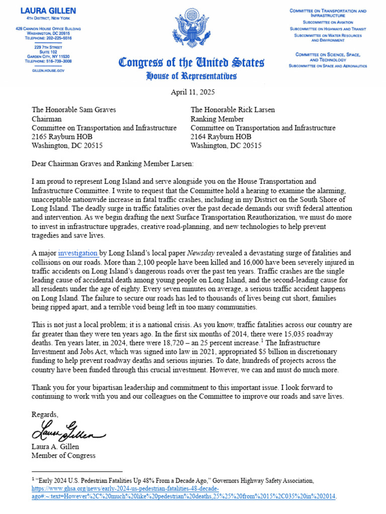 Gillen's Letter Requesting Road Safety Hearing | PDF | Traffic ...