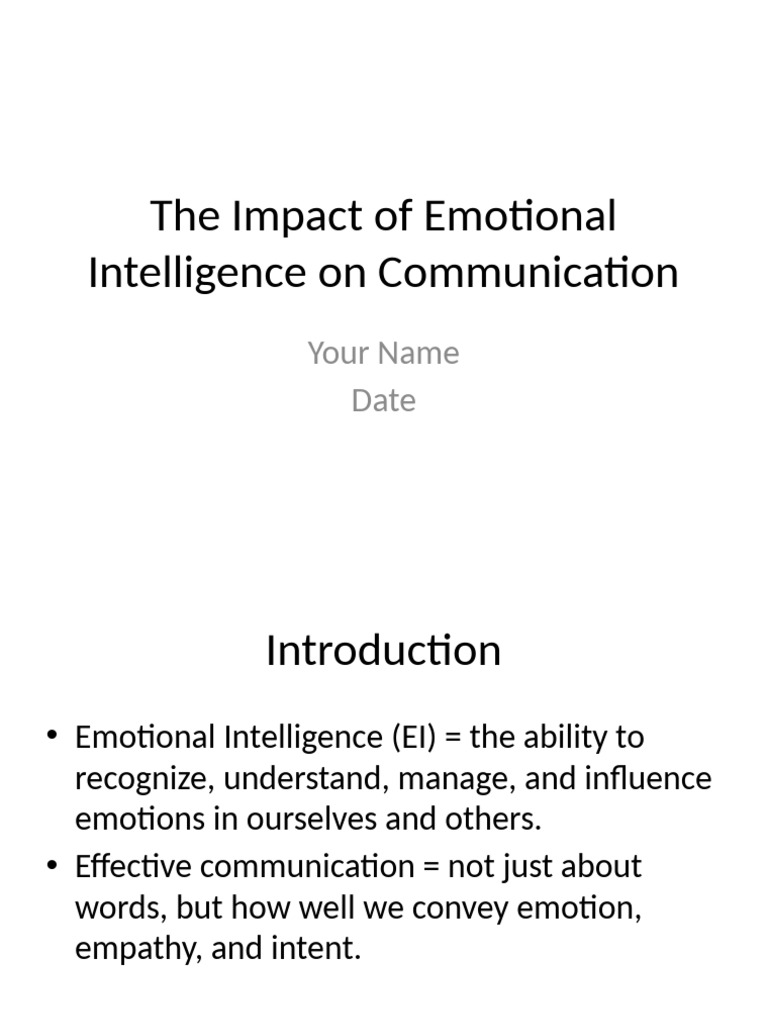 Emotional Intelligence in Communication | PDF