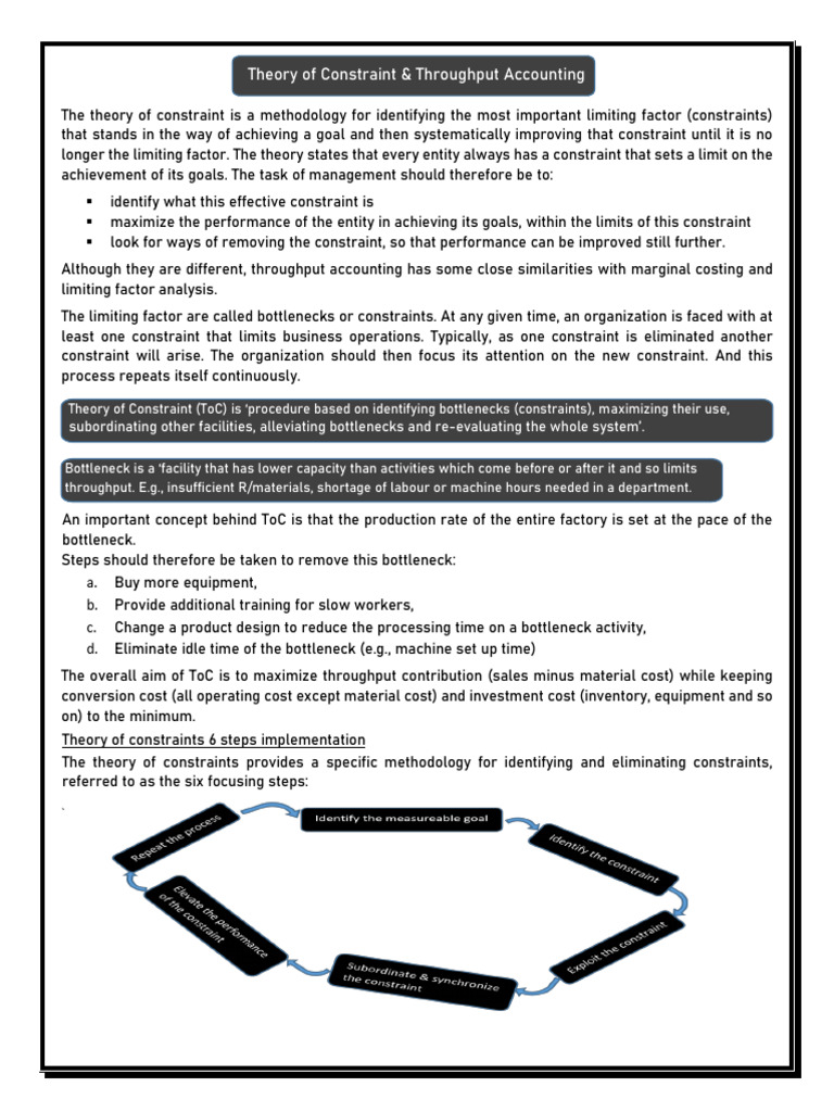 Theory of Constraint and Throughput Accounting - SKILLS - 091813 | PDF ...
