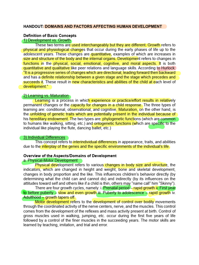 Factors Influencing Human Development | PDF | Child Development | Emotions