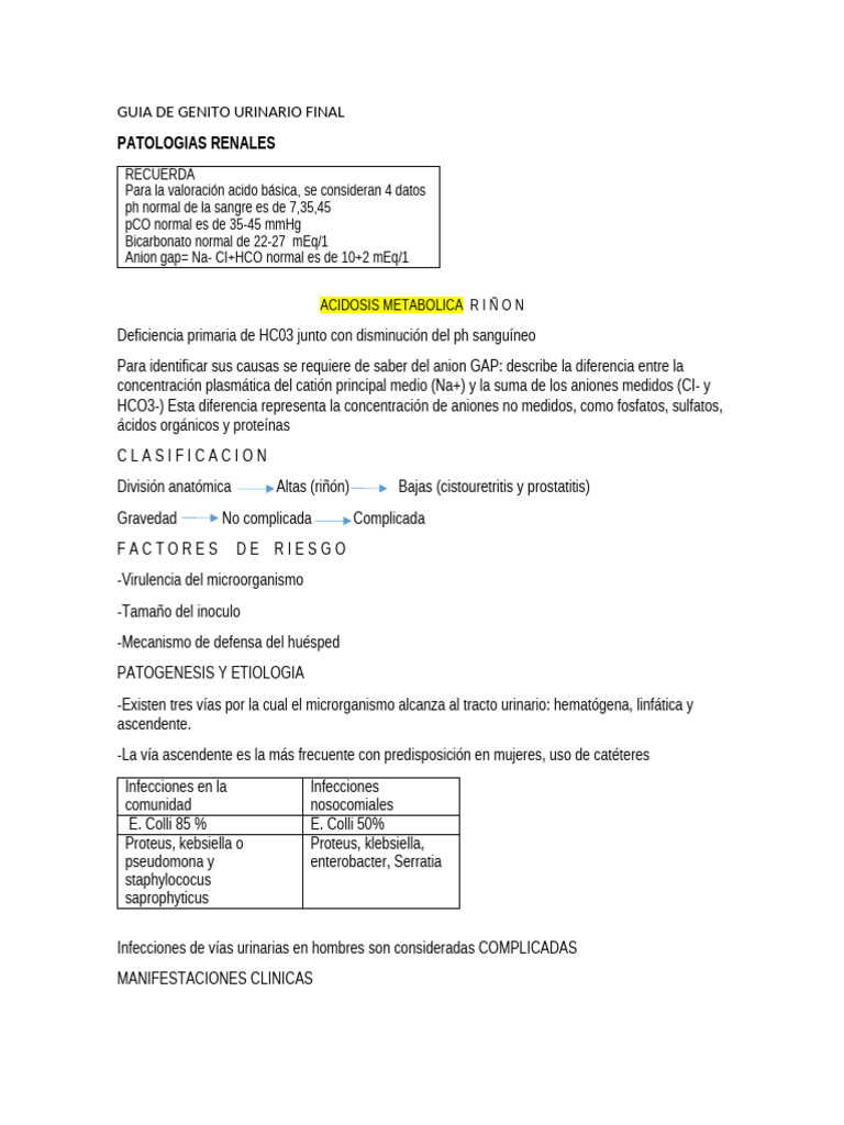 Guia de Genito Urinario Final | PDF | Enfermedades y trastornos ...