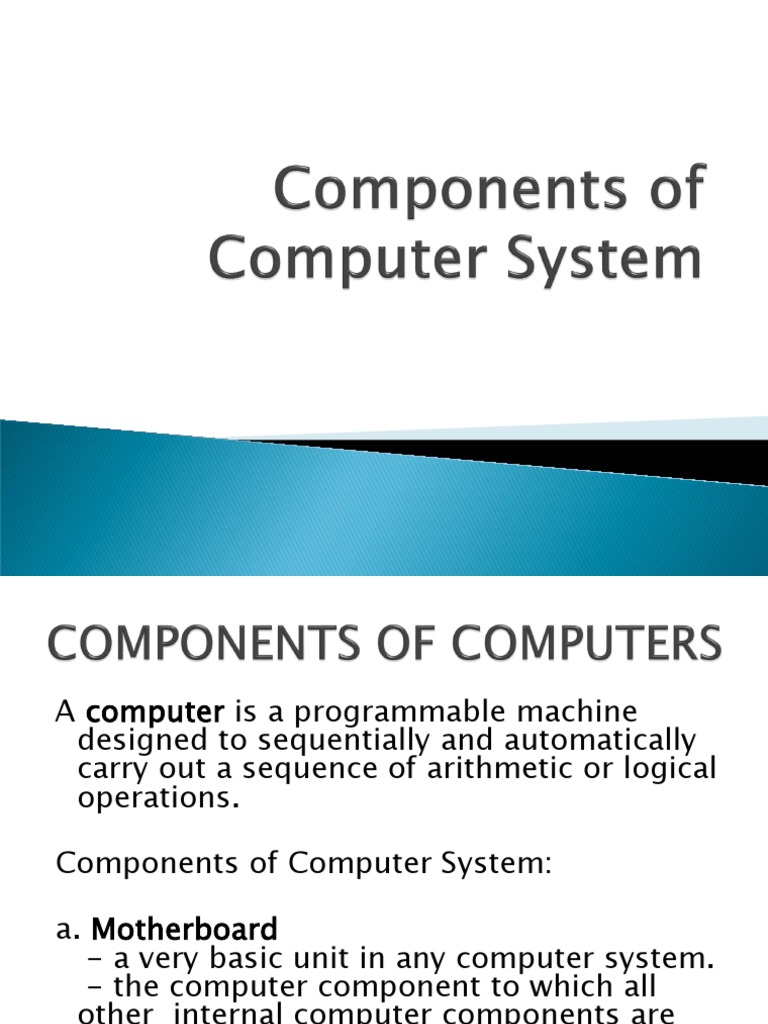 Components of Computer System | PDF | Central Processing Unit ...