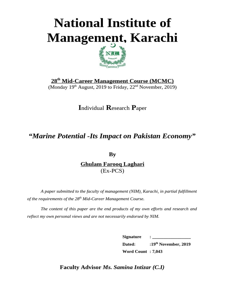 Ghulam Farooq Laghari - Marine Potential - Its Impact On Pakistan ...