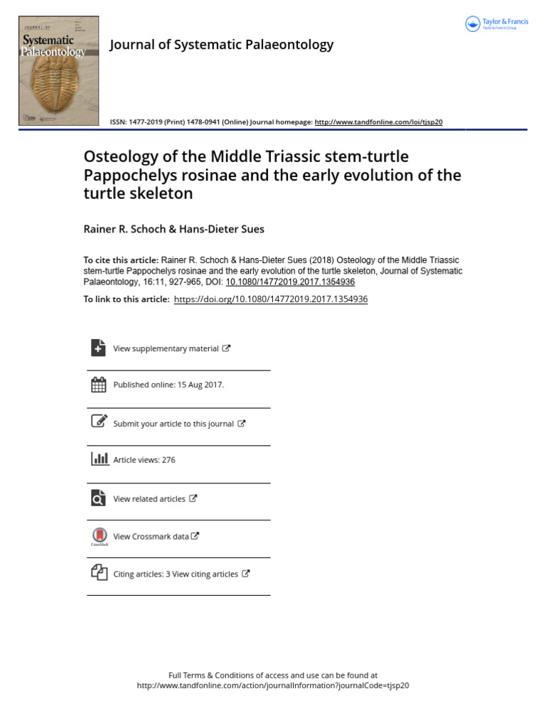 Schoch 2017 Osteology of The Middle Triassic Stem-Turtle Pappochelys ...