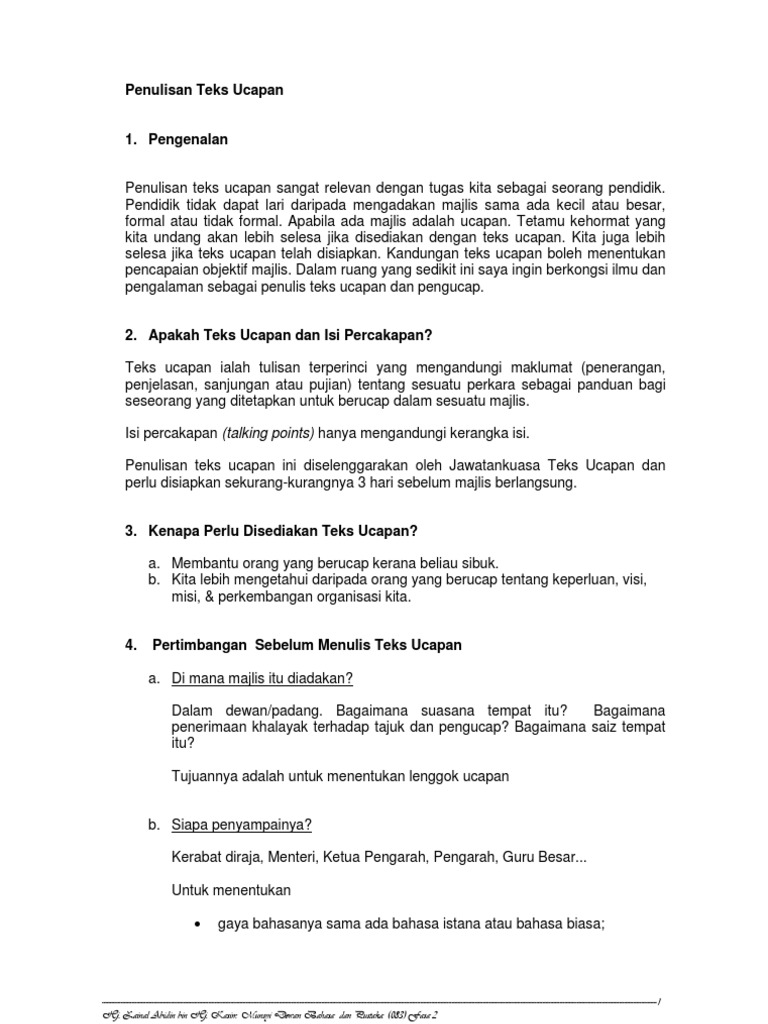 Panduan Menulis Teks Ucapan | PDF