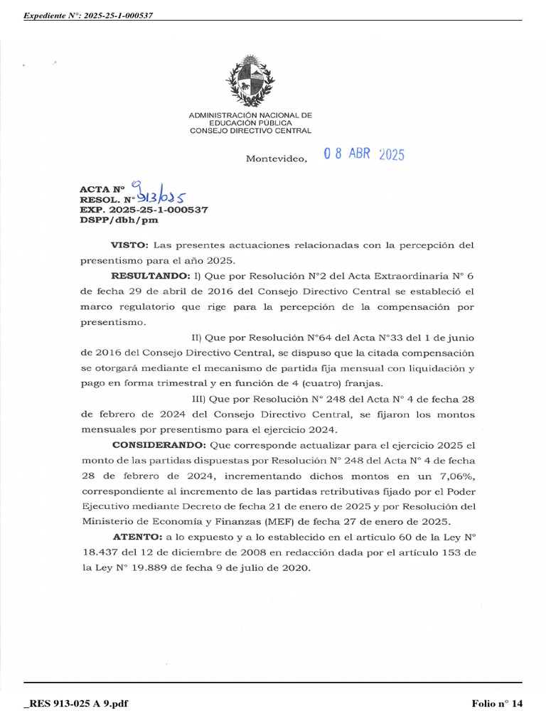 Acta #9 Res #913-025 Exp 2025-25-1-000537 | PDF