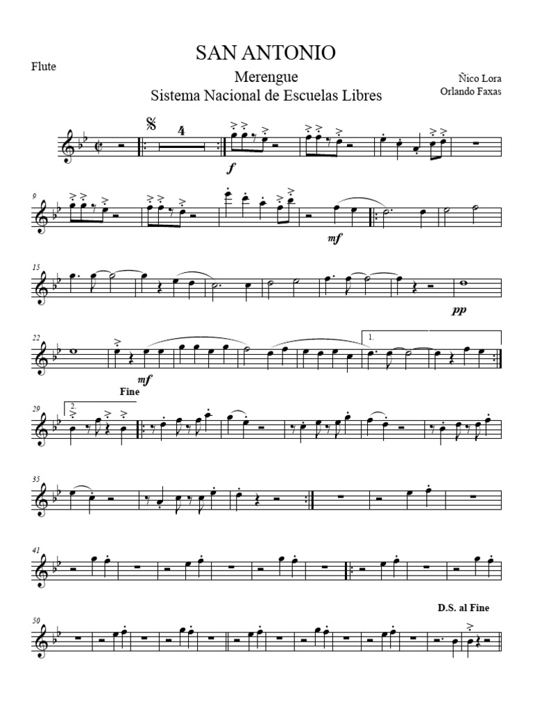 Arreglo San Antonio Definitivo.mus - Flute | PDF